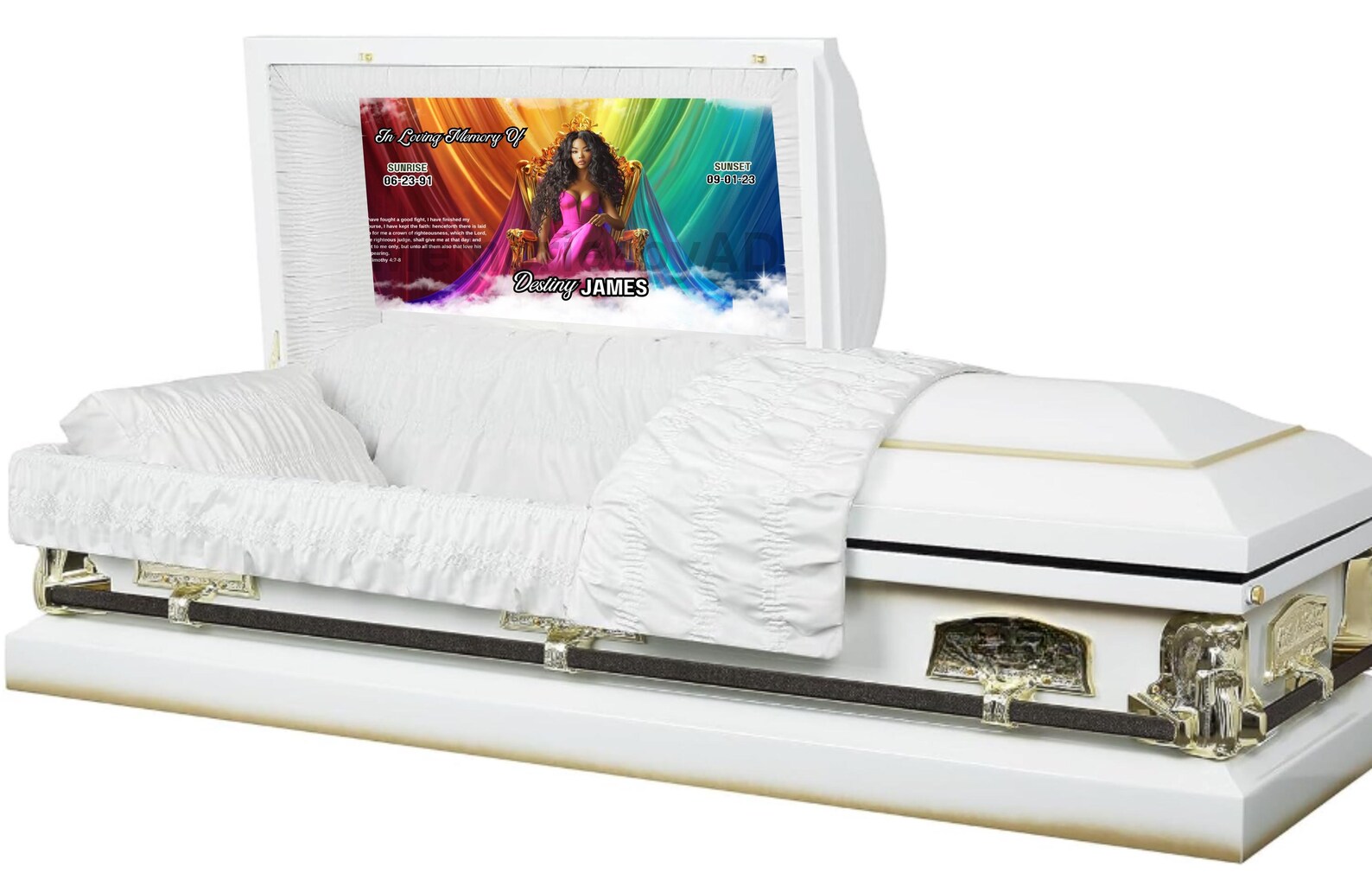 Rainbow Throne Casket Panel Insert Template: Canva Editable Digital ...