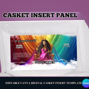 Rainbow Throne Casket Panel Insert Template: Canva Editable Digital ...