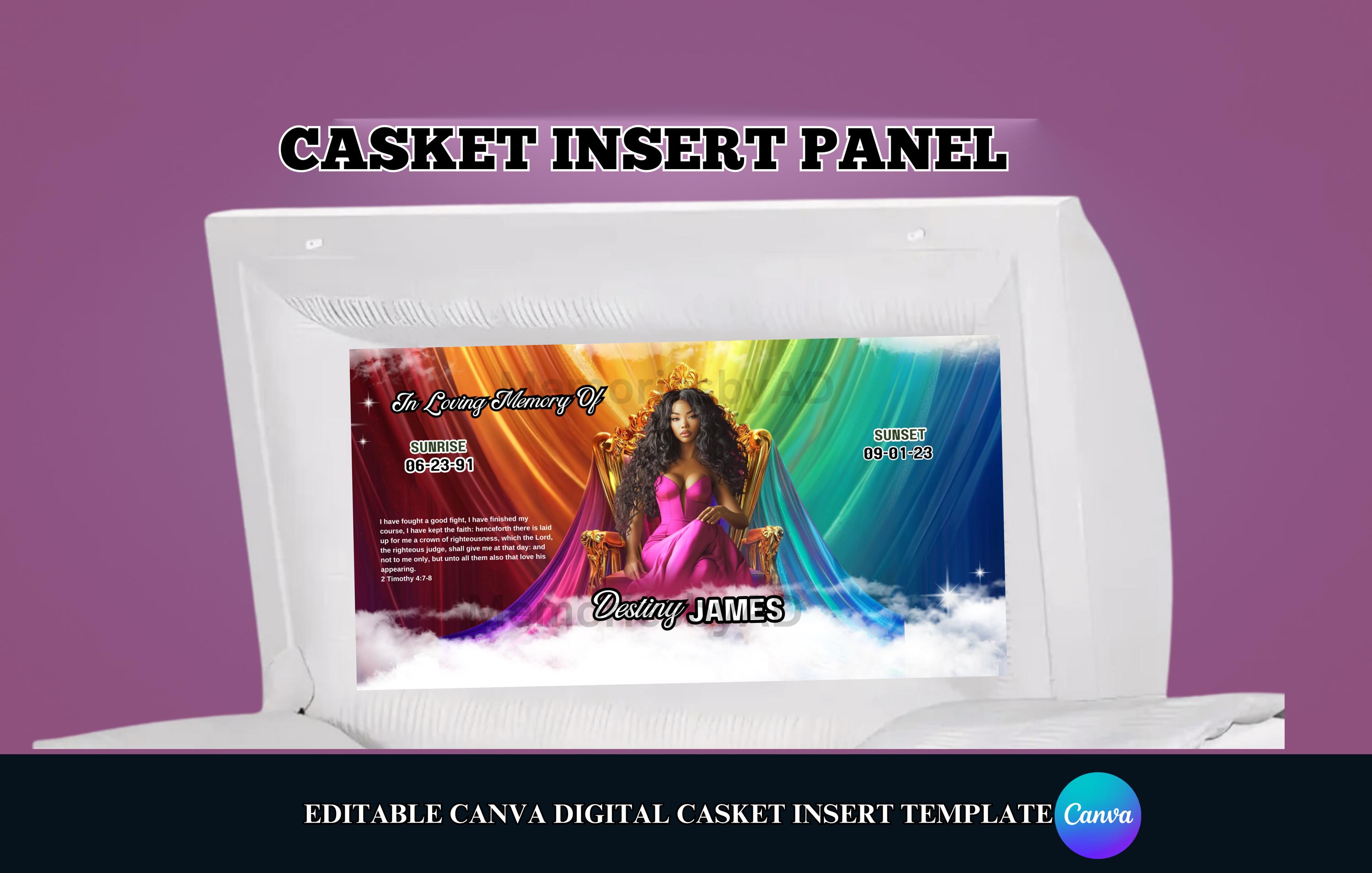 Rainbow Throne Canva Digital File, Memorial Casket Insert, Memorial ...