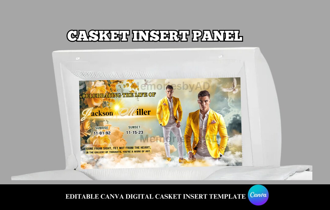 Casket Panel Design Template, Memorial Casket Panel Template, Canva RIP ...