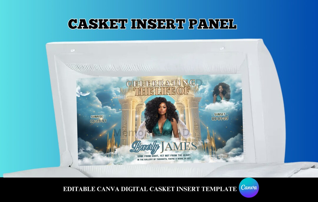 Casket Panel Design Template, Memorial Casket Panel Template, Canva RIP ...