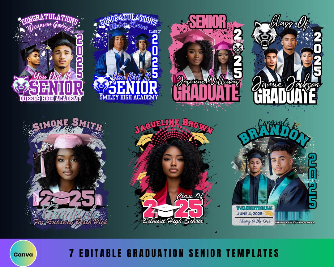 Graduation Senior Template, 7 Piece Editable Graduation Congratulation ...