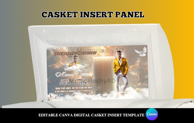 Casket Panel Design Template, Memorial Casket Panel Template, Canva RIP ...