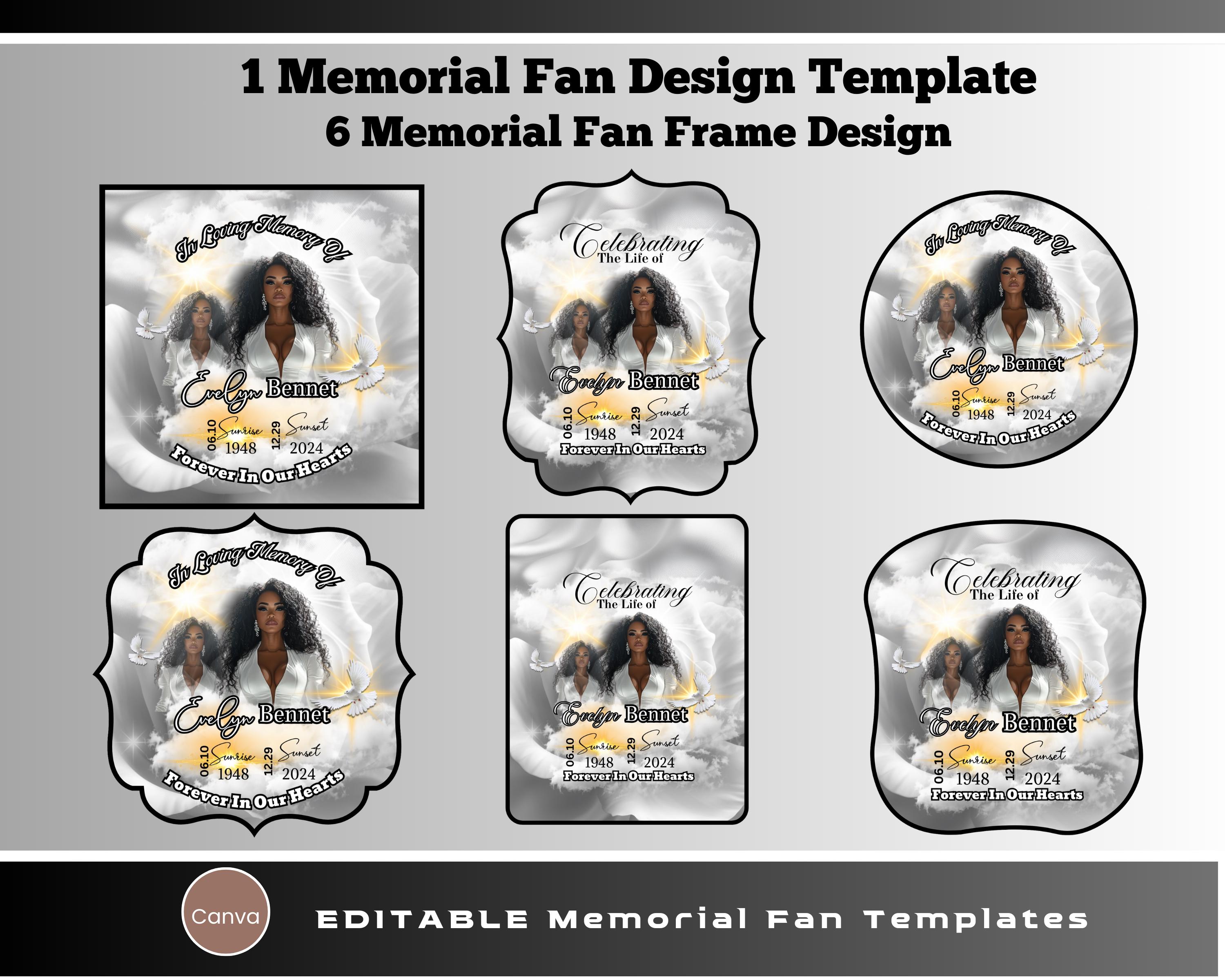 Memorial Funeral Fan Template, Canva Funeral Fan Template, Editable ...