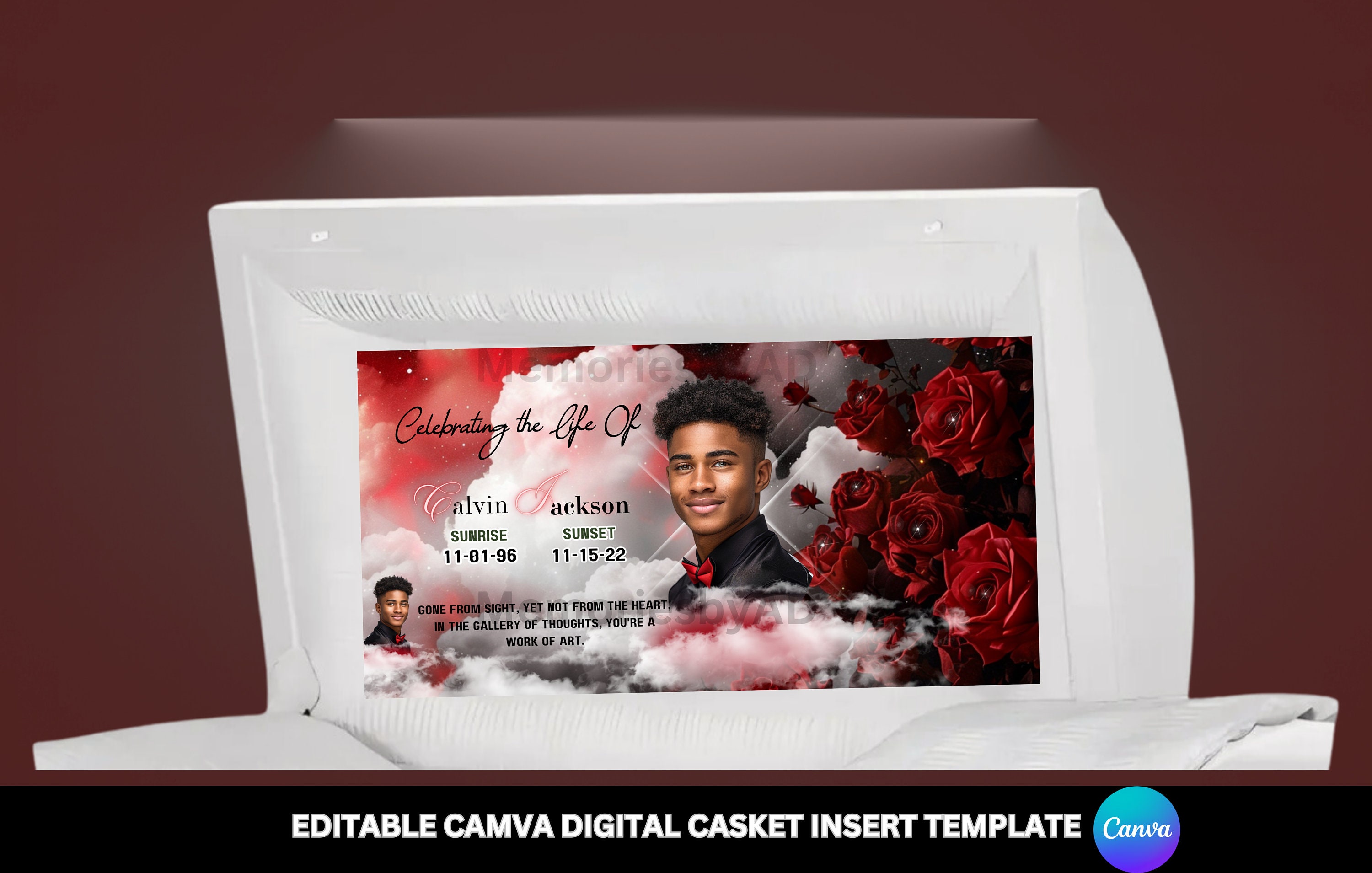 Digital Casket Panel Design Template, Memorial Casket Panel Template ...