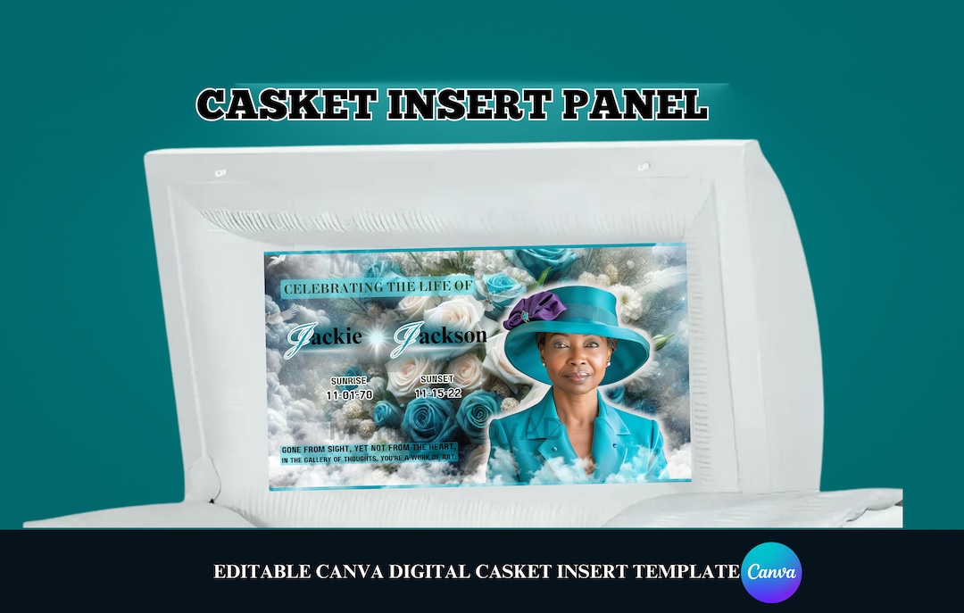 Casket Panel Design Template, Memorial Casket Panel Template, Canva RIP ...