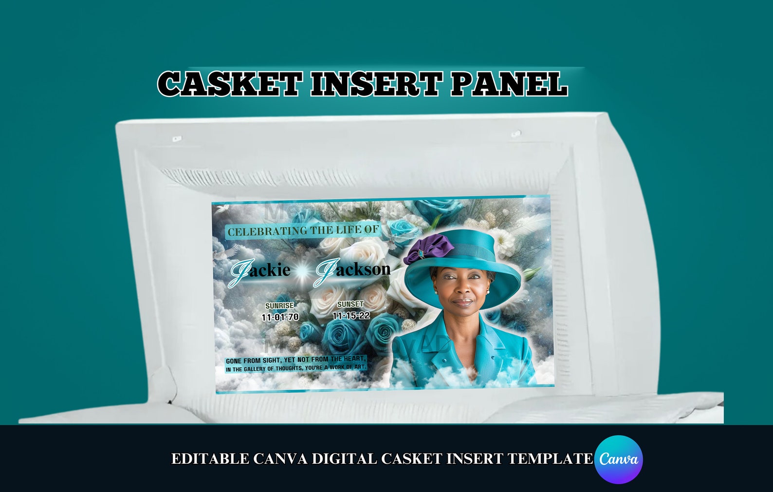 Casket Panel Design Template, Memorial Casket Panel Template, Canva RIP ...