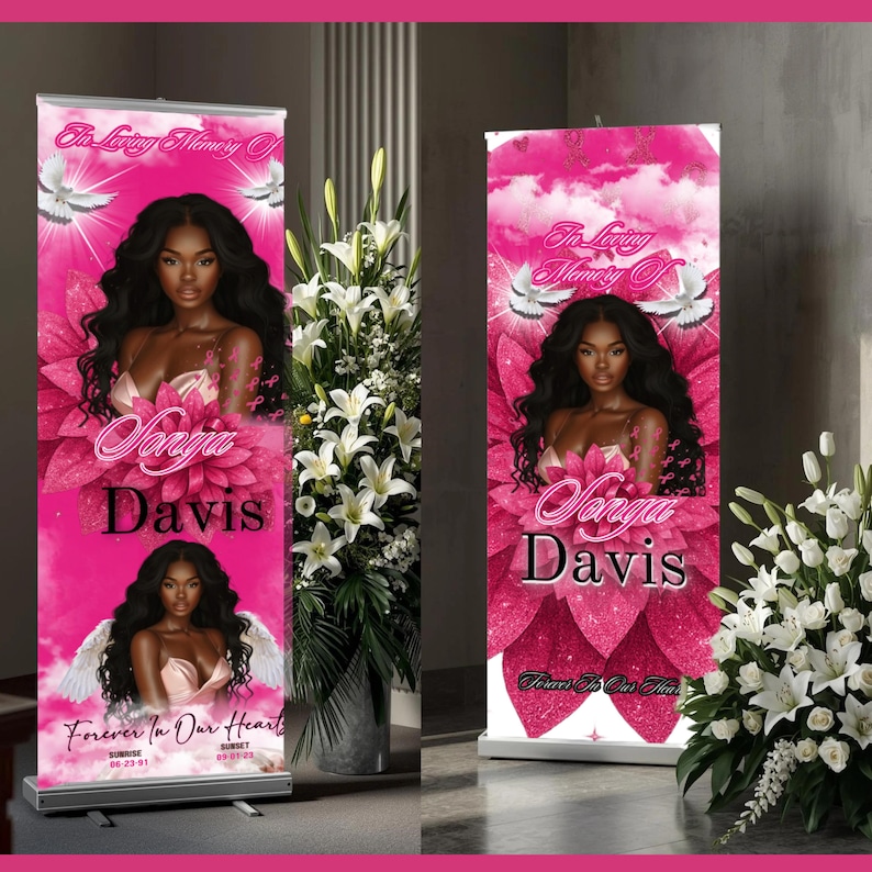 Memorial Retractable Banner Template: Breast Cancer Ribbon, Celebration ...