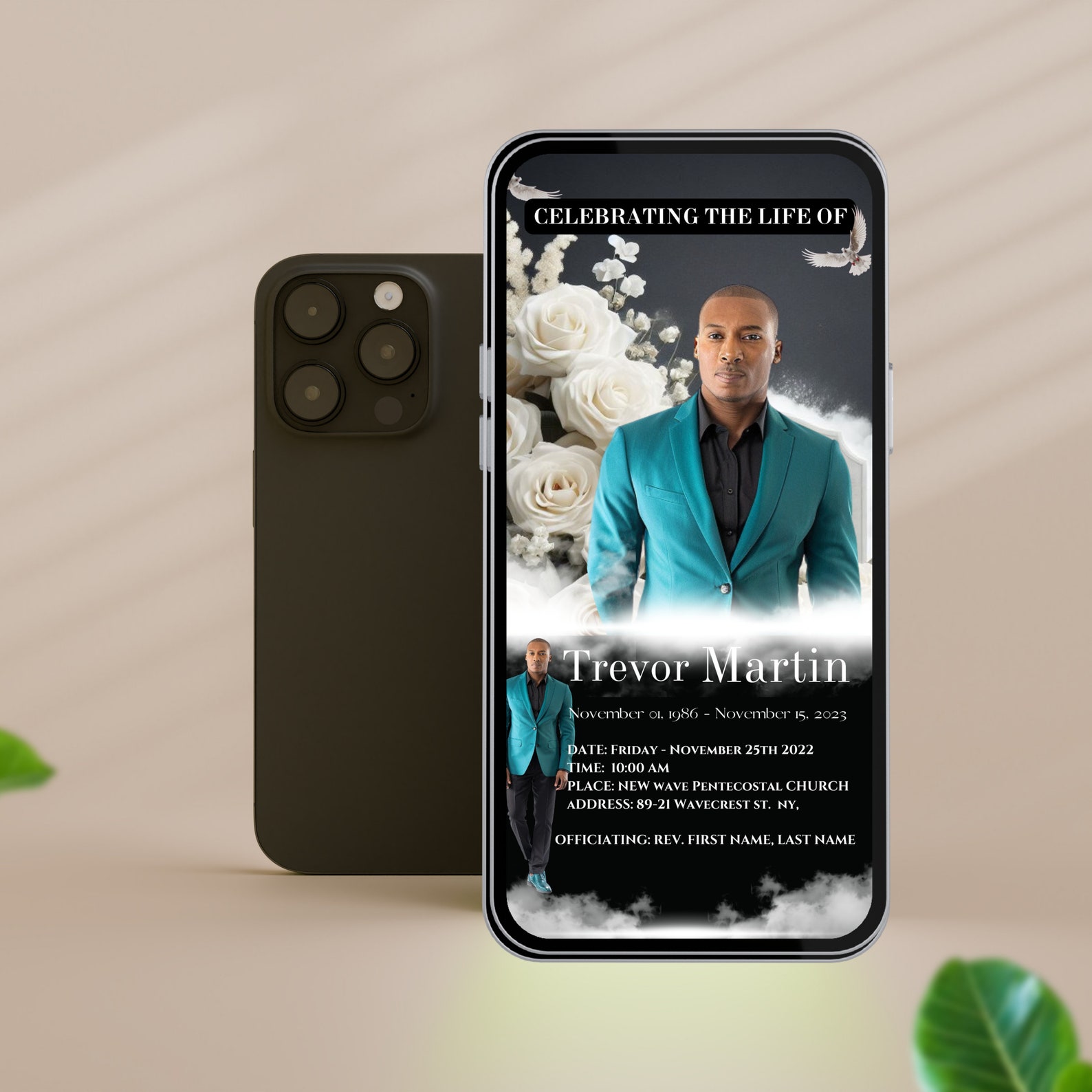Digital Memorial Flyer, Funeral Announcement Template, Memorial Service ...