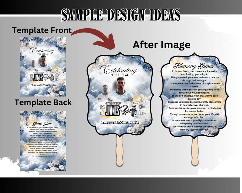 Editable Digital Fan Template, Memorial Funeral Fan Template, Canva ...