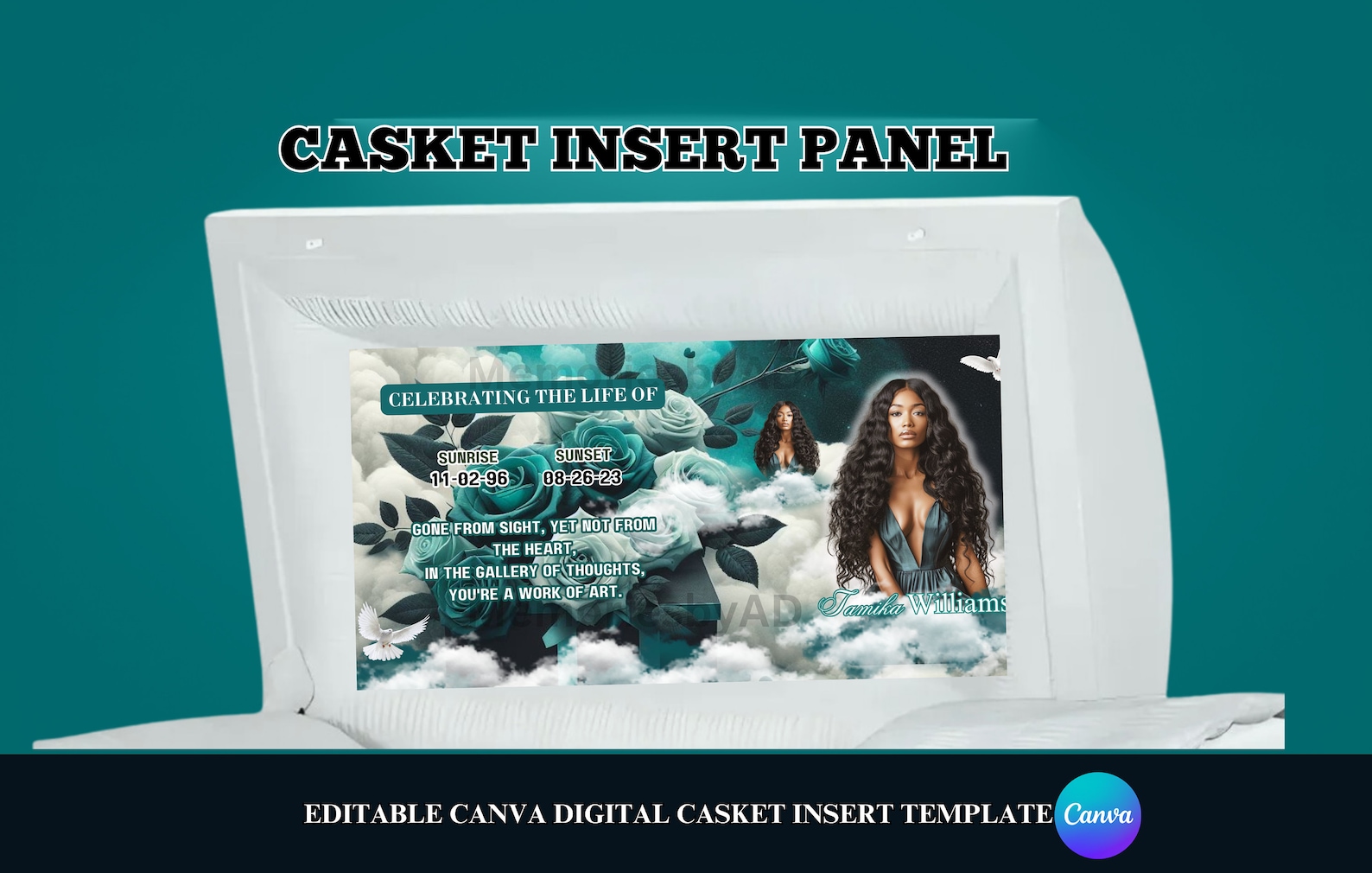 Memorial Casket Panel Template, Digital Casket Panel Design Template ...