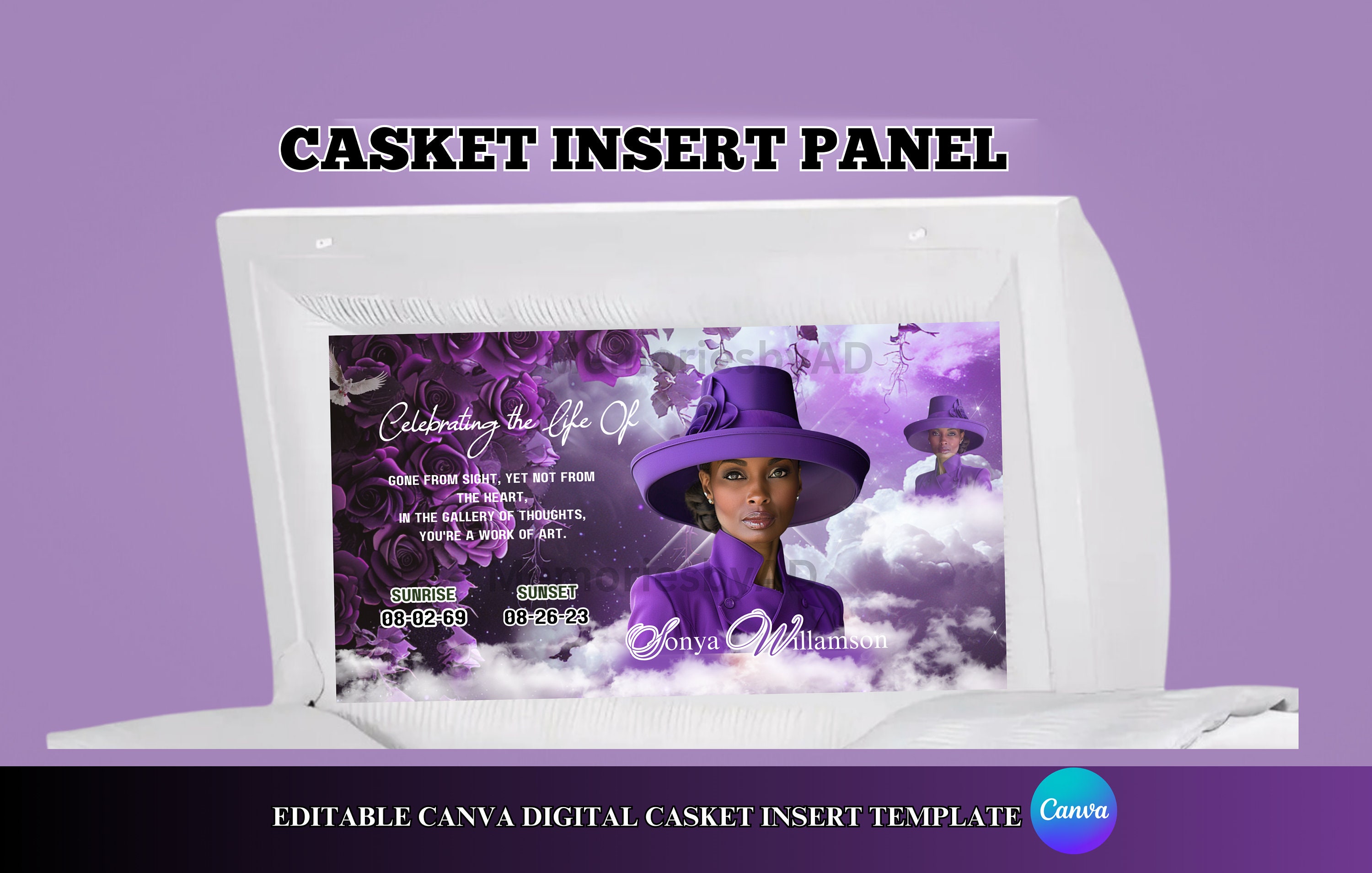 Memorial Casket Panel Template, Digital Casket Panel Design Template ...