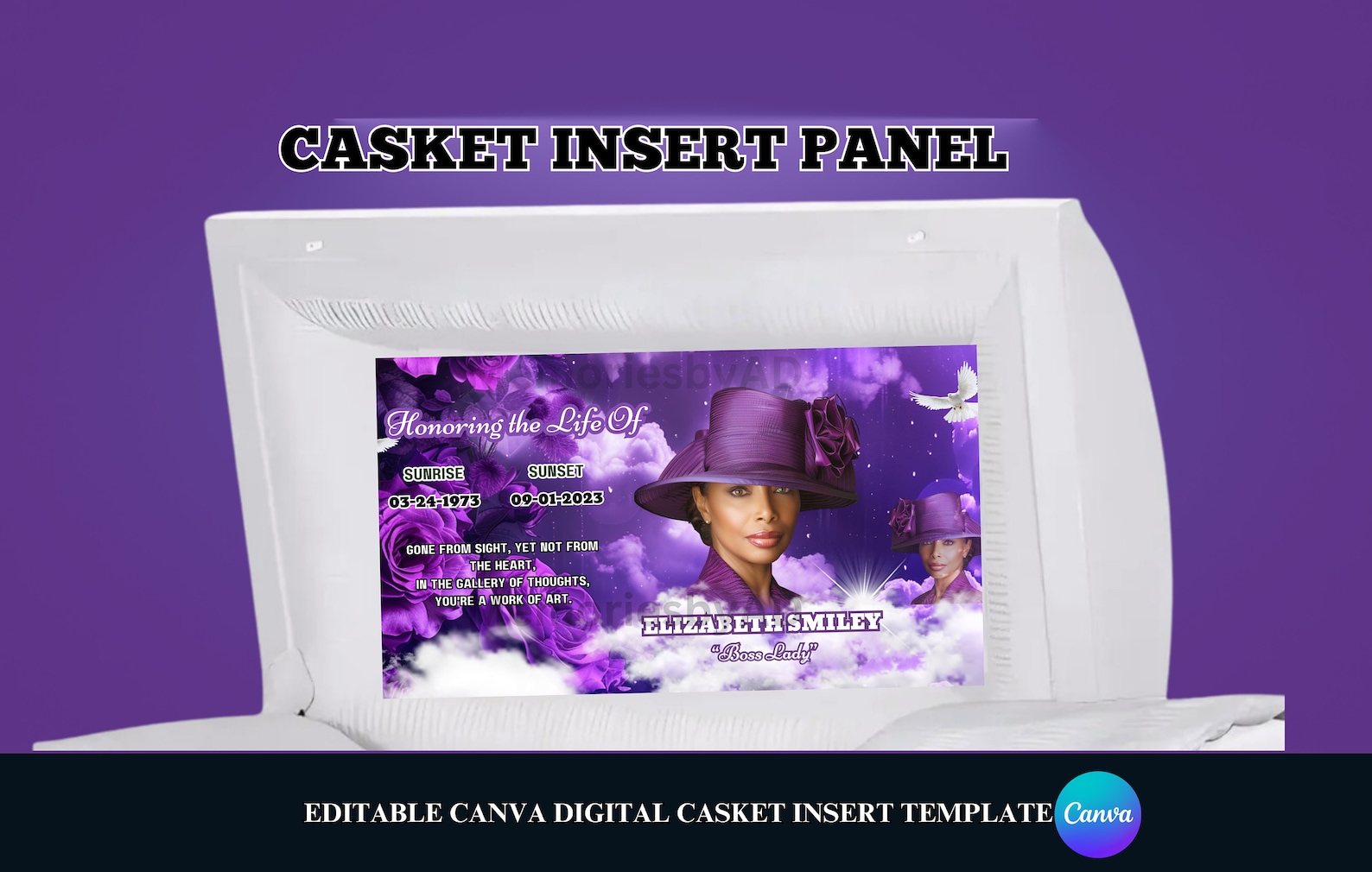 Memorial Casket Panel Template, Digital Casket Panel Design Template ...