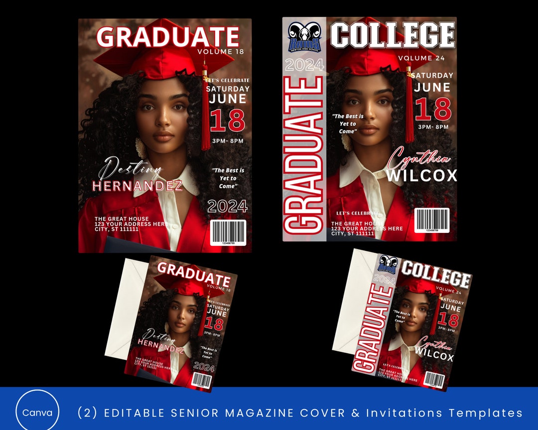 Graduation Template, Editable Senior, College, High School Magazine ...