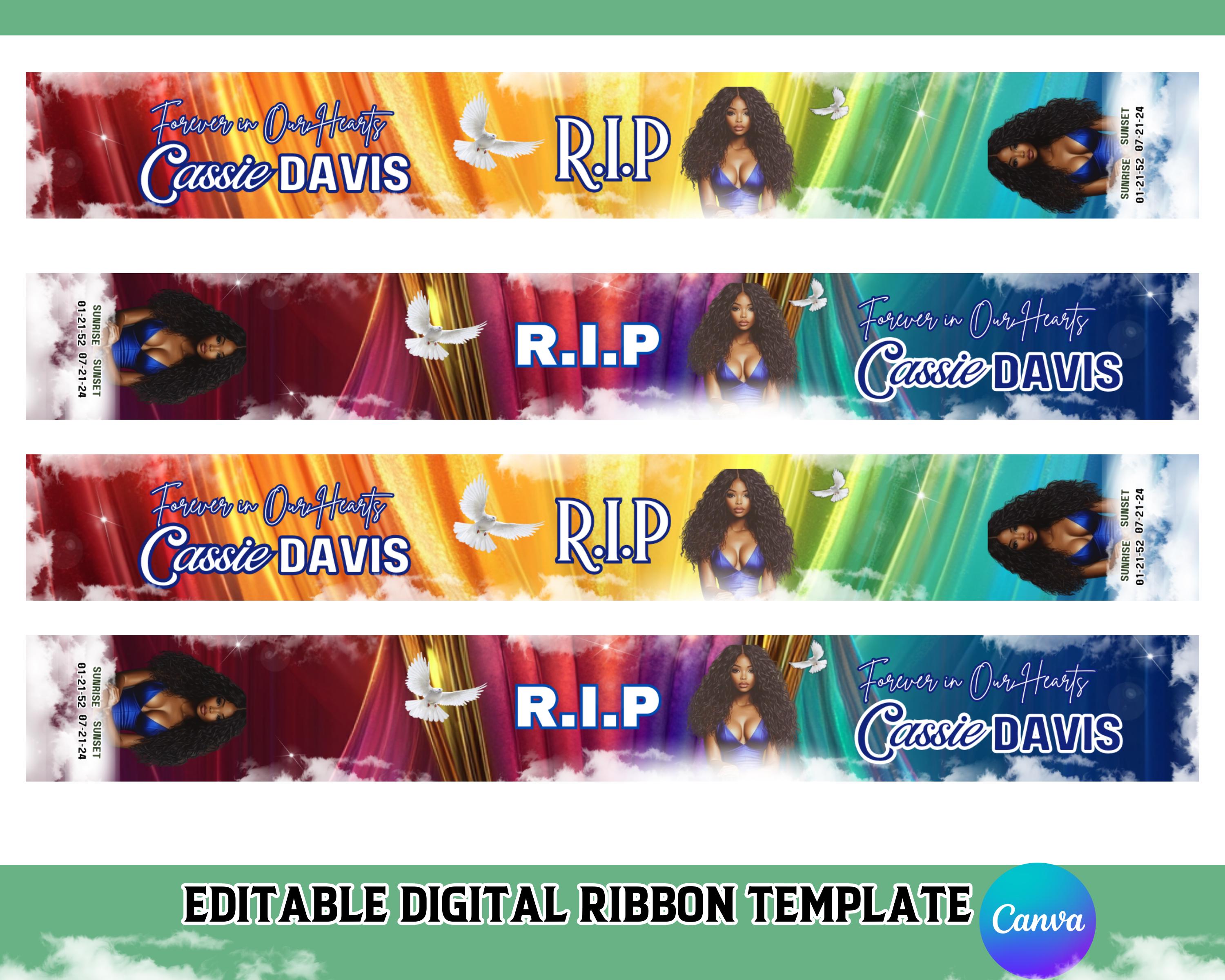 Rainbow Memorial Ribbon Template, Memorial Ribbon Template, Digital ...