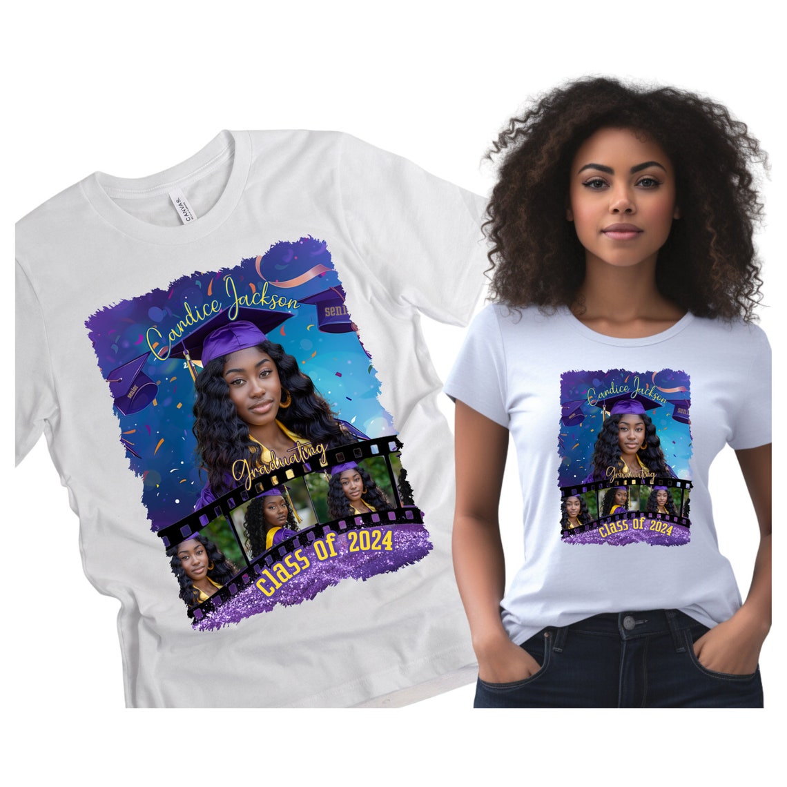 6 Piece Editable Purple Graduation Template Bundle, Grad Stole, Button ...