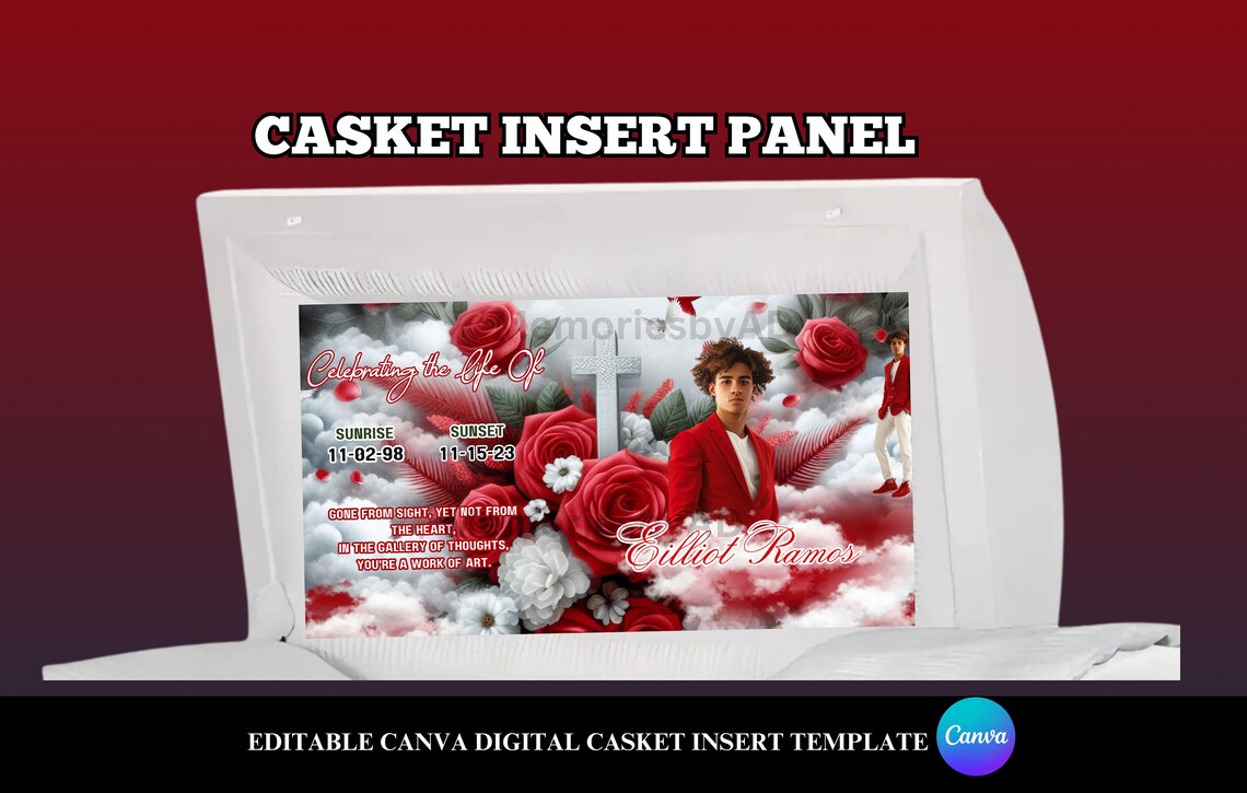 Memorial Casket Panel Template, Digital Casket Panel Design Template ...