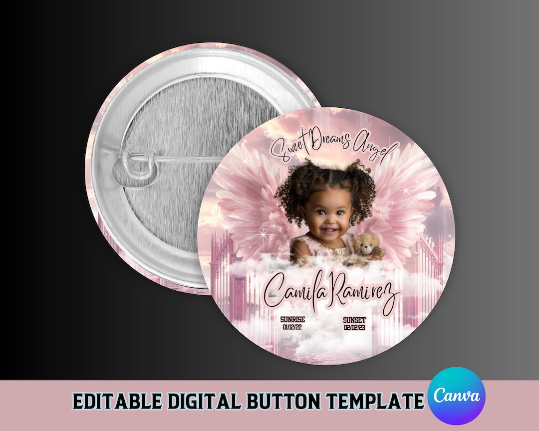 Child Memorial Button Template, Baby Digital Button Design Template ...