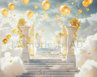 Yellow Baby Gold Sky Clouds Heavens Stairway Memorial Background PNG ...