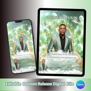 Lt. Green Balloon Invite, Memorial Balloon Release Announcement ...