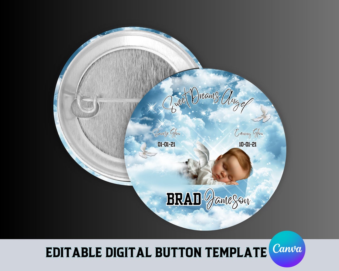 Baby Digital Button Design Template, Child Memorial Button Template ...