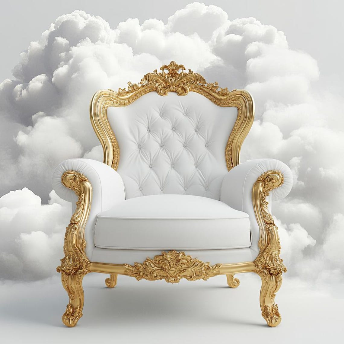 Plain White and Gold Memorial Chair Template, Gold and White Chair ...