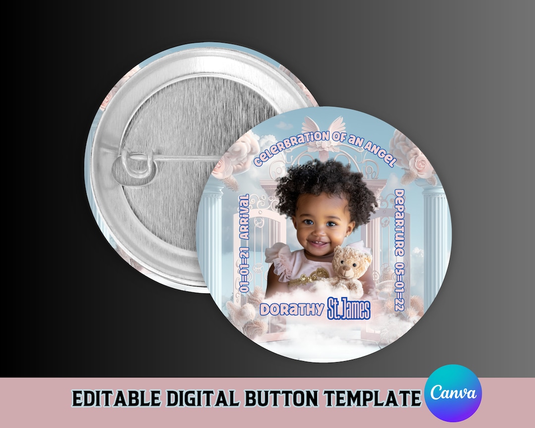 Child Memorial Button Template, Baby Digital Button Design Template ...