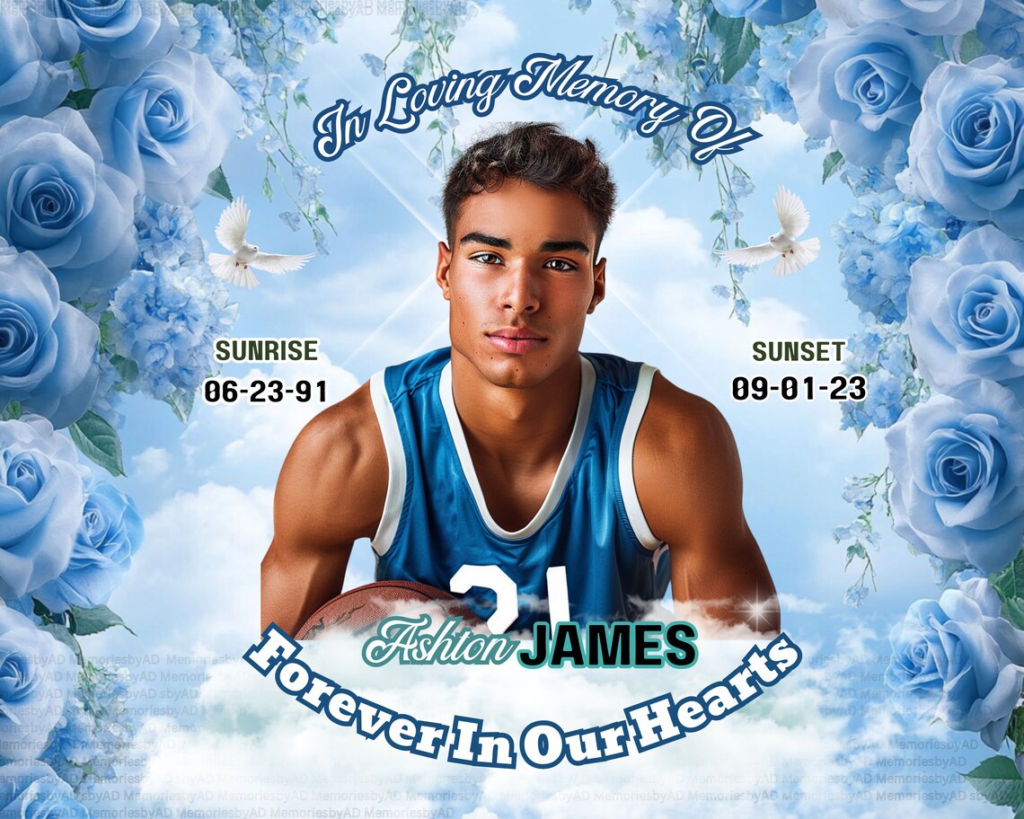 Editable Canva Memorial Template, Memorial Button Template, Digital ...