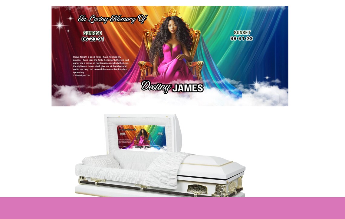 Rainbow Throne Casket Panel Insert Template: Canva Editable Digital ...