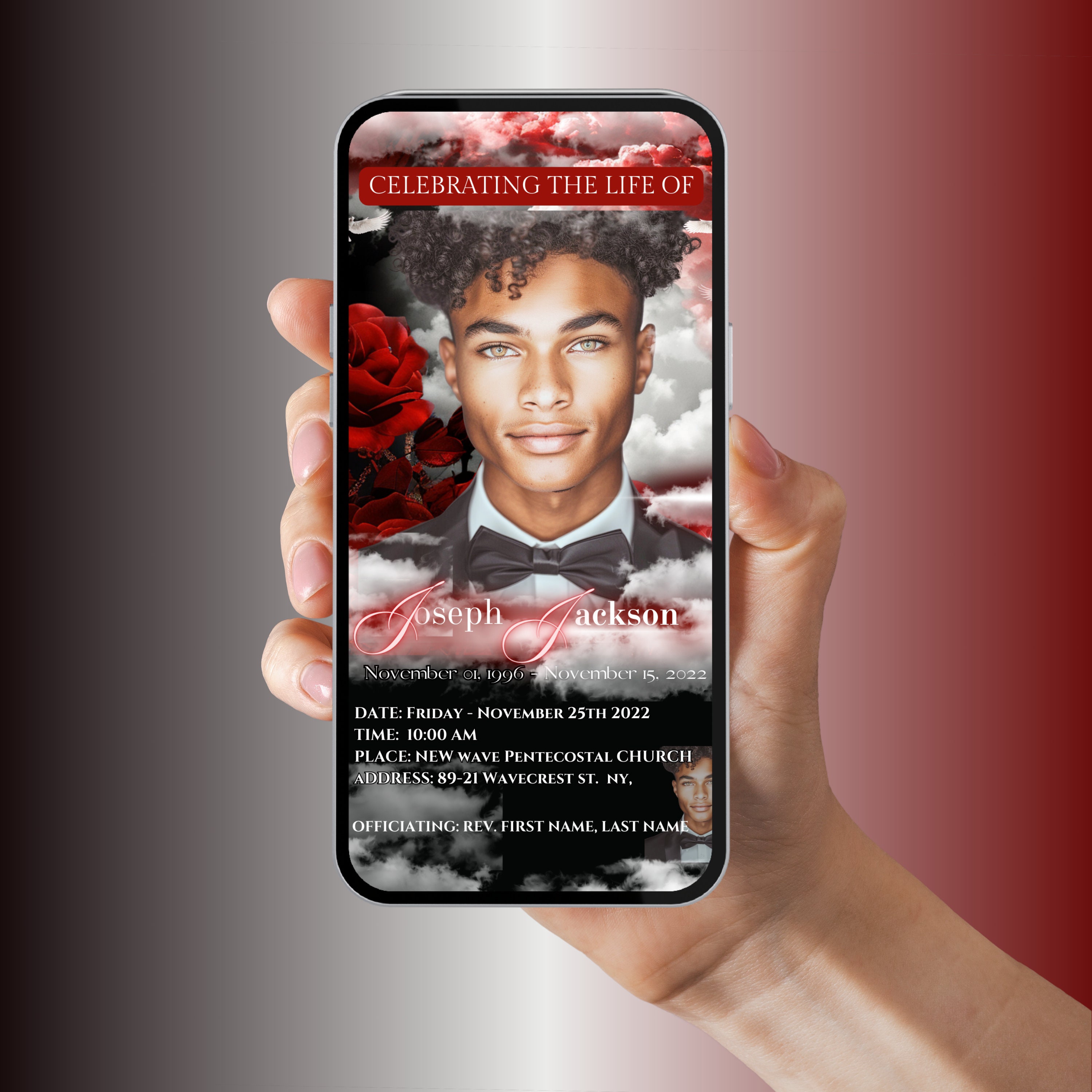 Digital Memorial Flyer, Funeral Announcement Template, Memorial Service ...