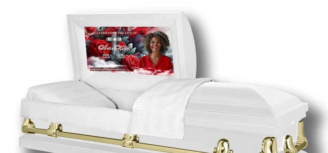 Red Roses Casket Insert, Casket Panel Design Template, Memorial Casket ...