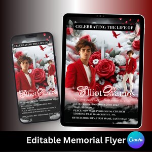 Invite Flyer Template, Funeral Announcement Template, Digital Memorial ...