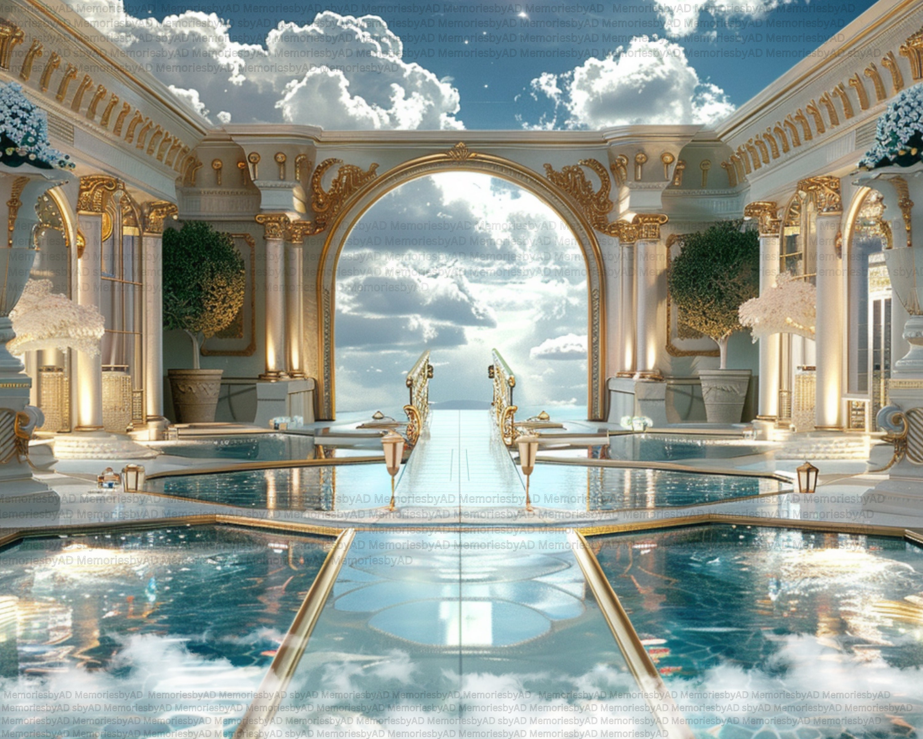 Digital Memorial Poolside Backdrop, Swimming Pool Runway Memorial ...