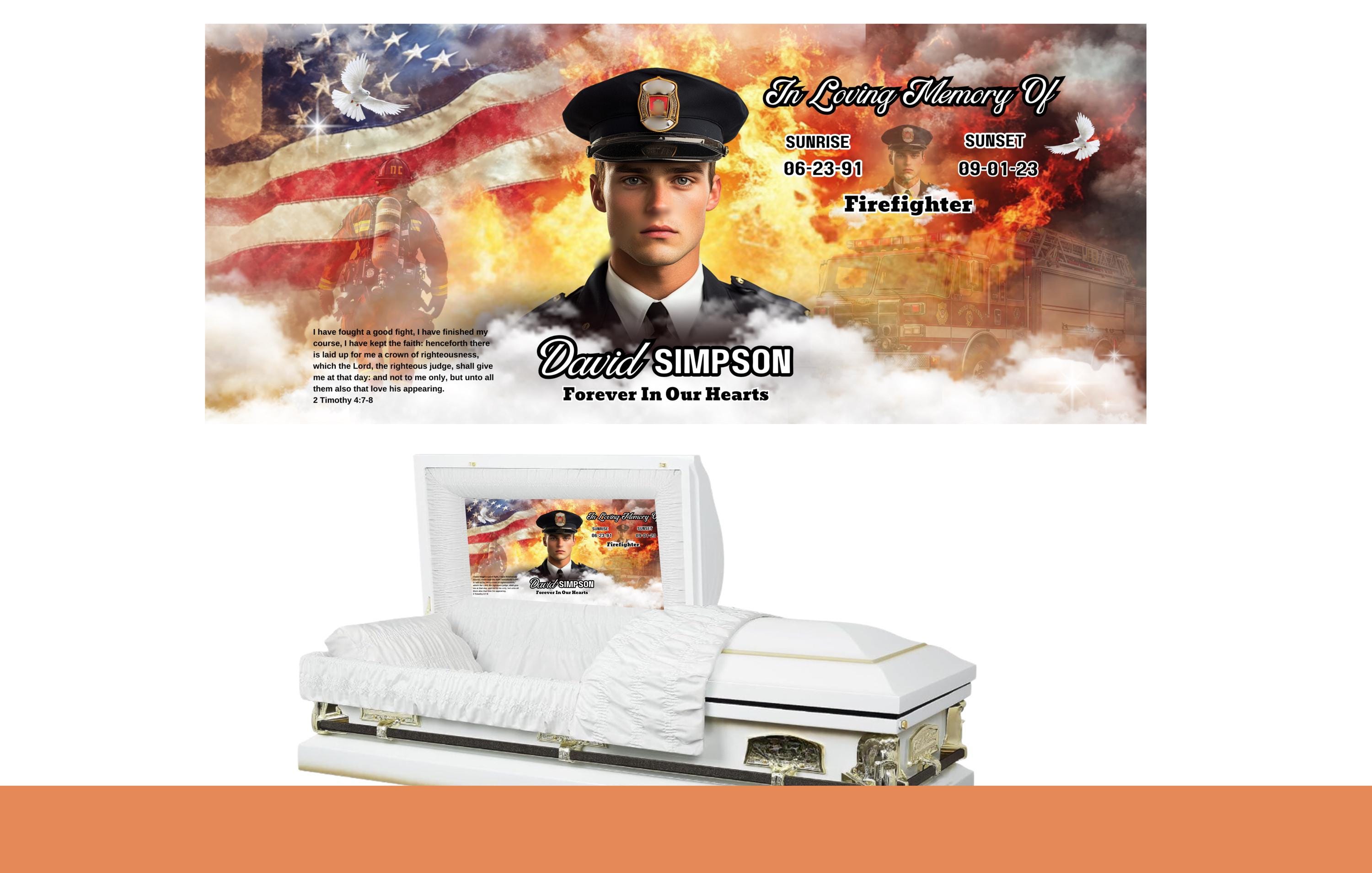 Firefighter Memorial Casket Insert, Memorial Casket Panel Template ...