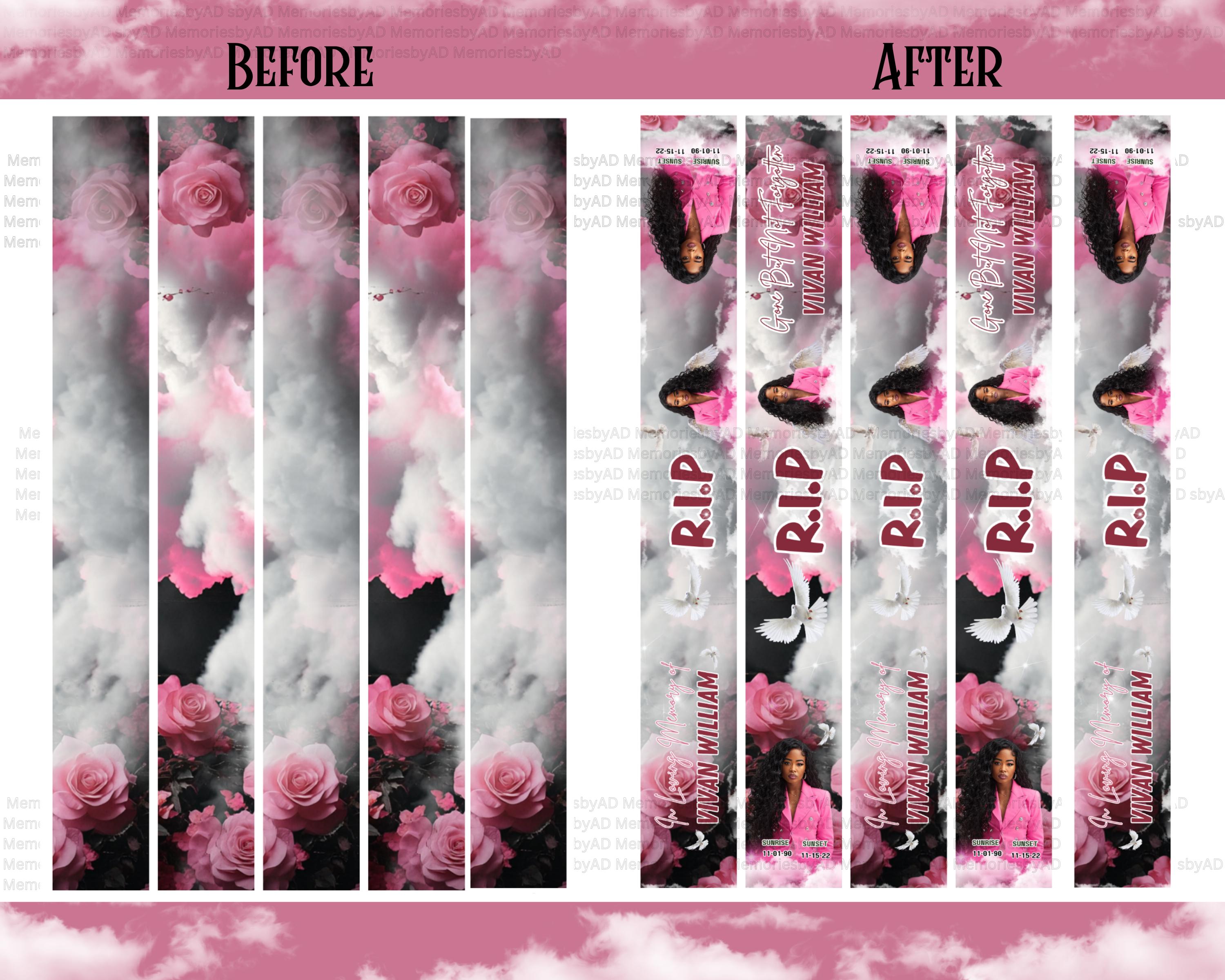 Pink Rose Canva Memorial Ribbon Template, Canva Customizable, Editable ...