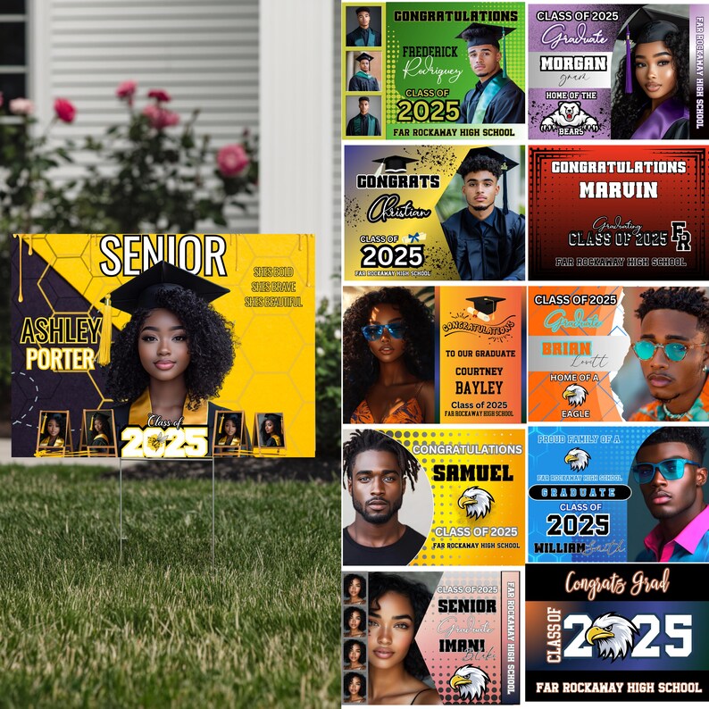 Editable Graduation Yard Sign Template Set, 26 Canva Editable Grad ...