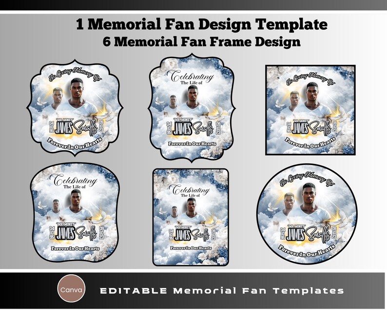 Editable Digital Fan Template, Memorial Funeral Fan Template, Canva ...