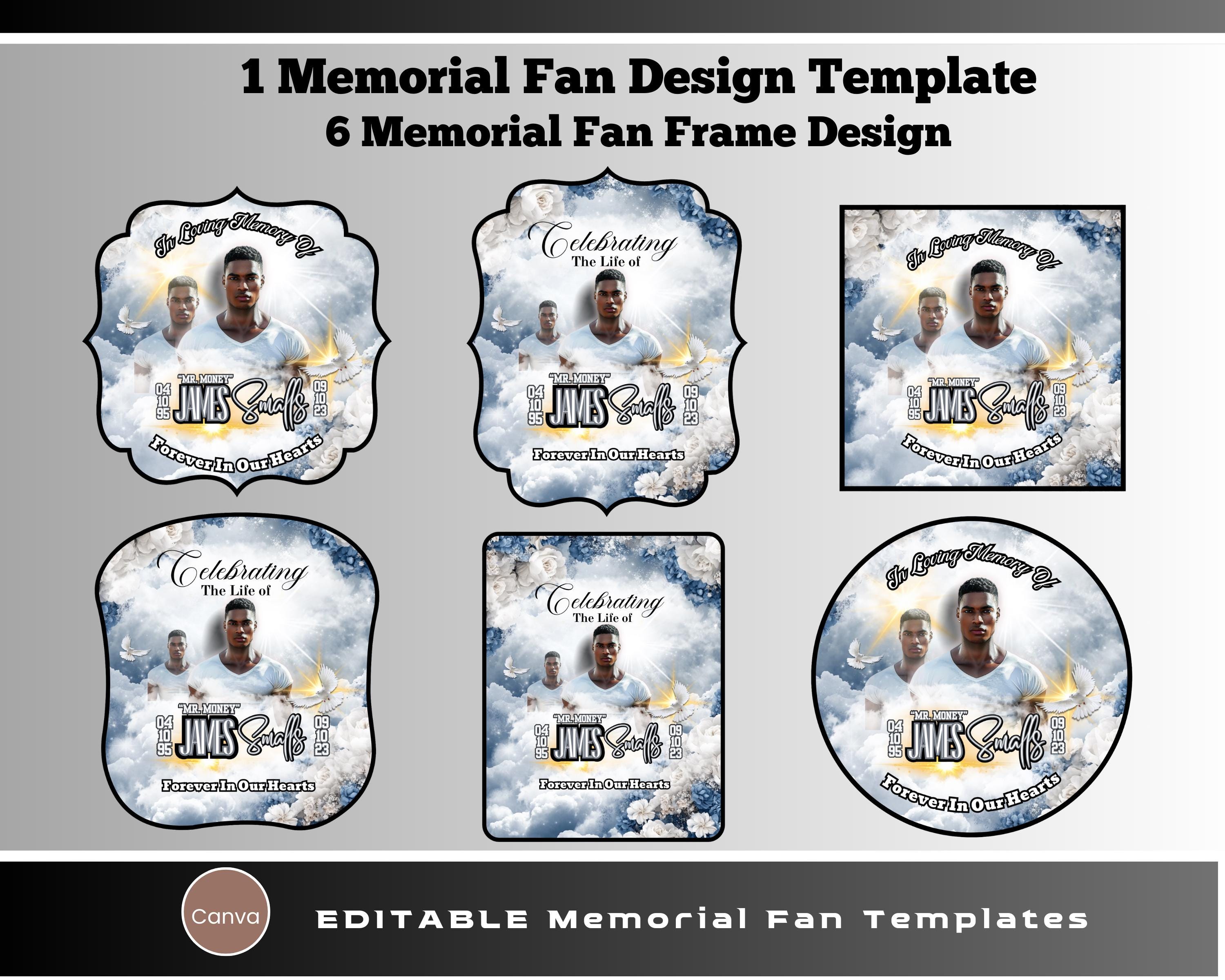 Editable Digital Fan Template, Memorial Funeral Fan Template, Canva ...
