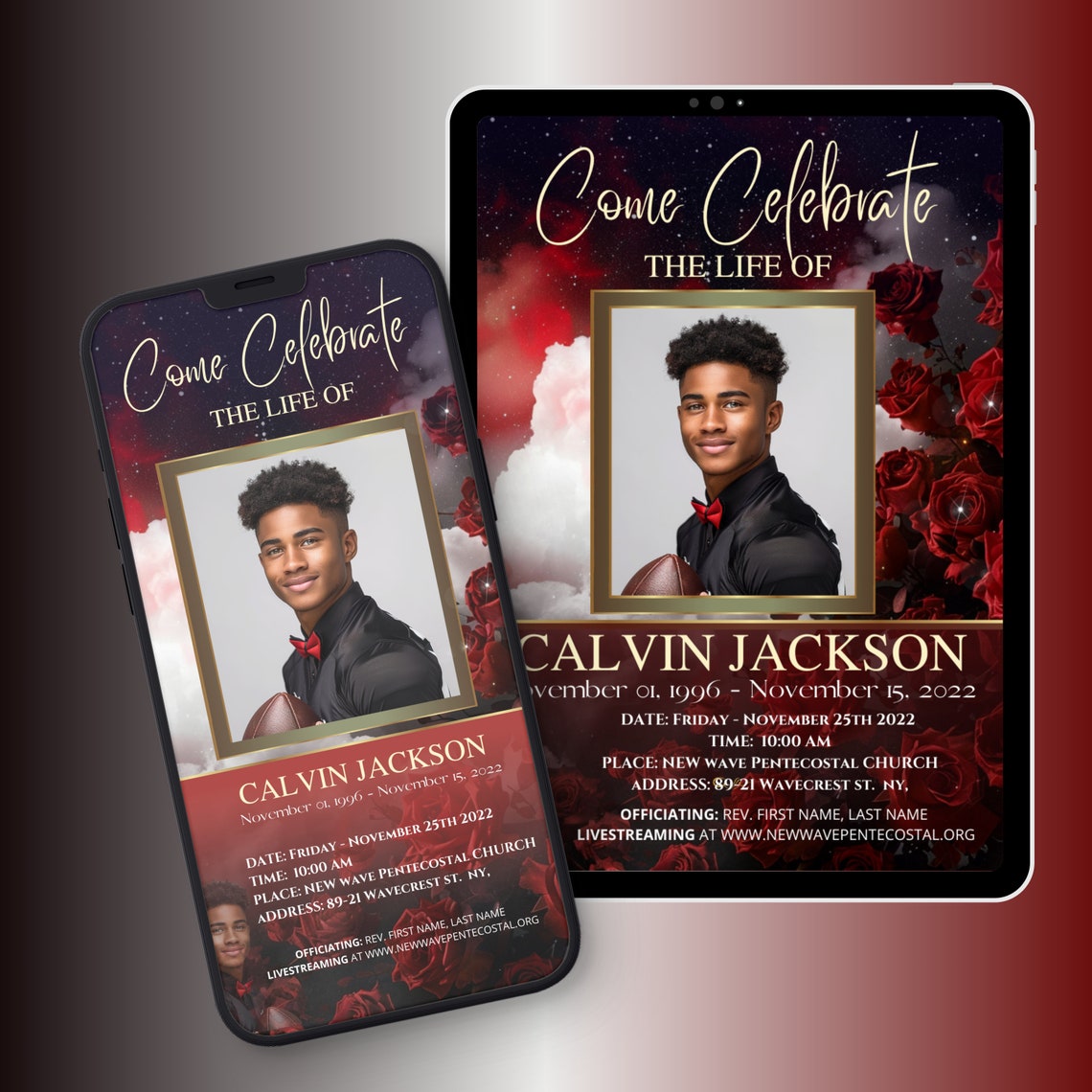 Funeral Announcement Template, Memorial Service Invitation, Canva ...