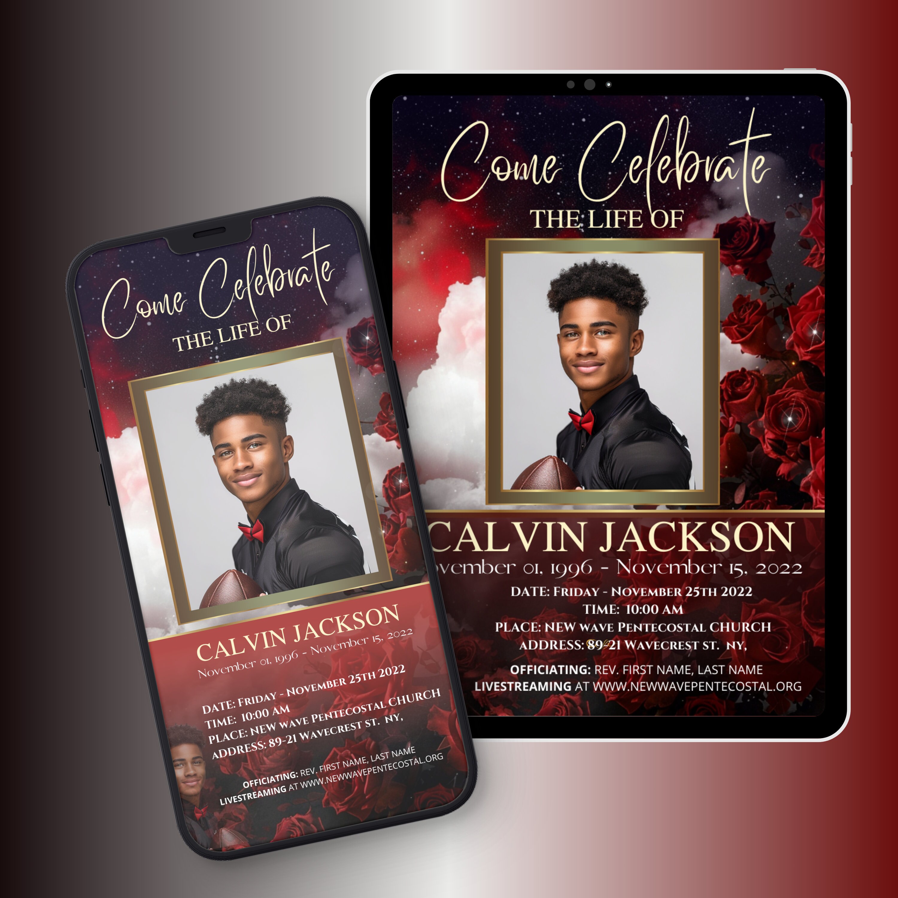 Funeral Announcement Template, Memorial Service Invitation, Canva ...