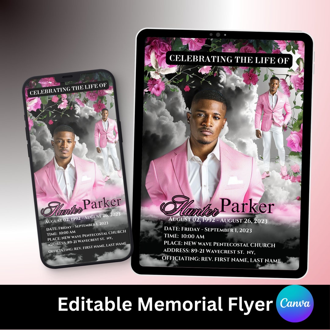 Funeral Announcement Template, Invite Flyer Template, Digital Memorial ...