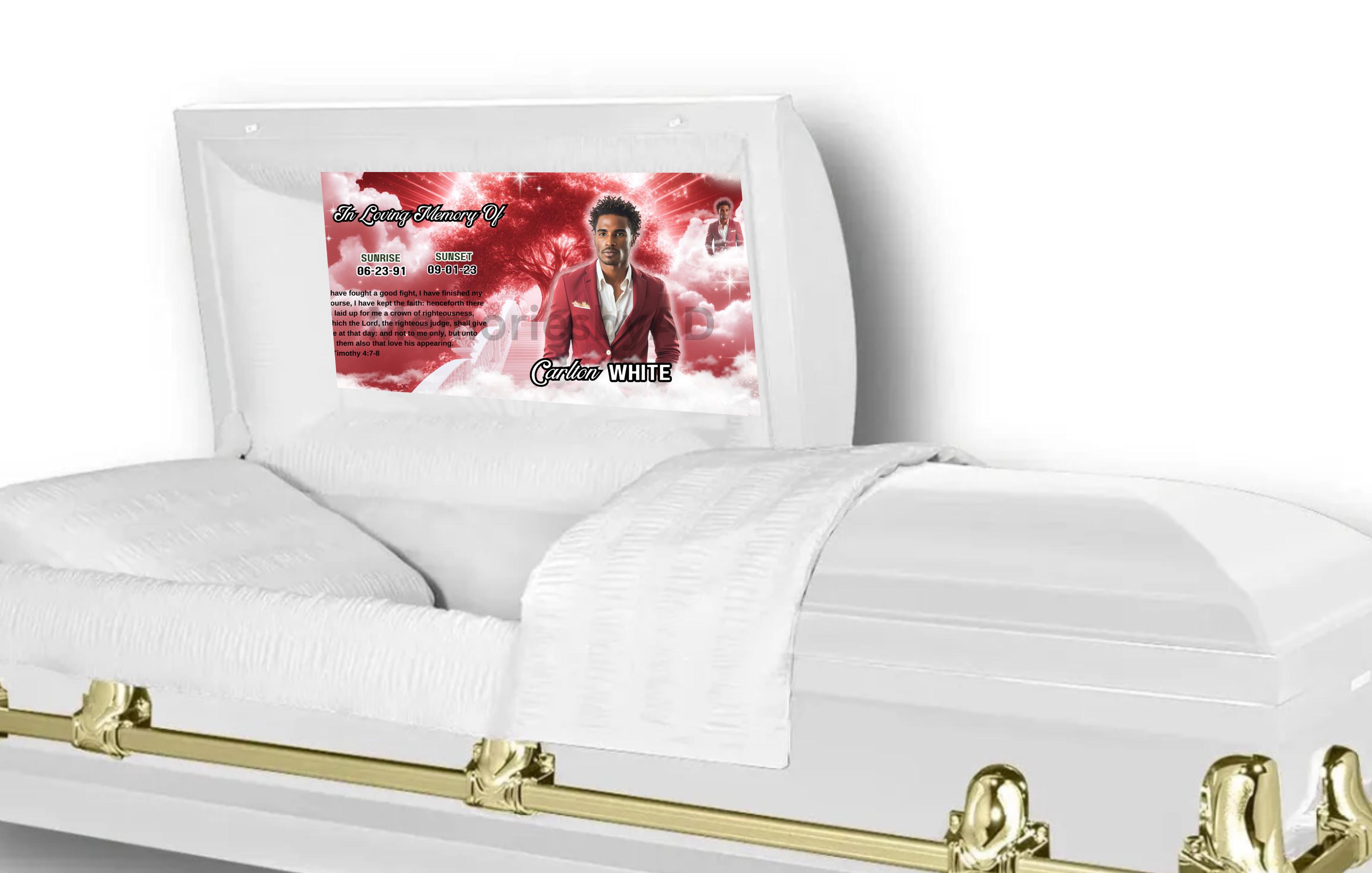 Red Tree Memorial Casket Insert, Memorial Casket Panel Template, Canva ...