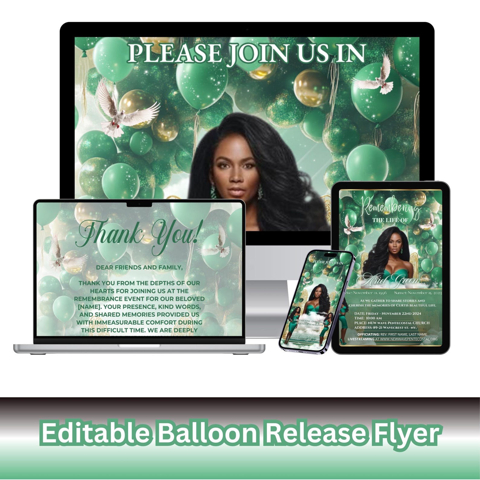Memorial Balloon Release Announcement Template, Animated Memorial ...