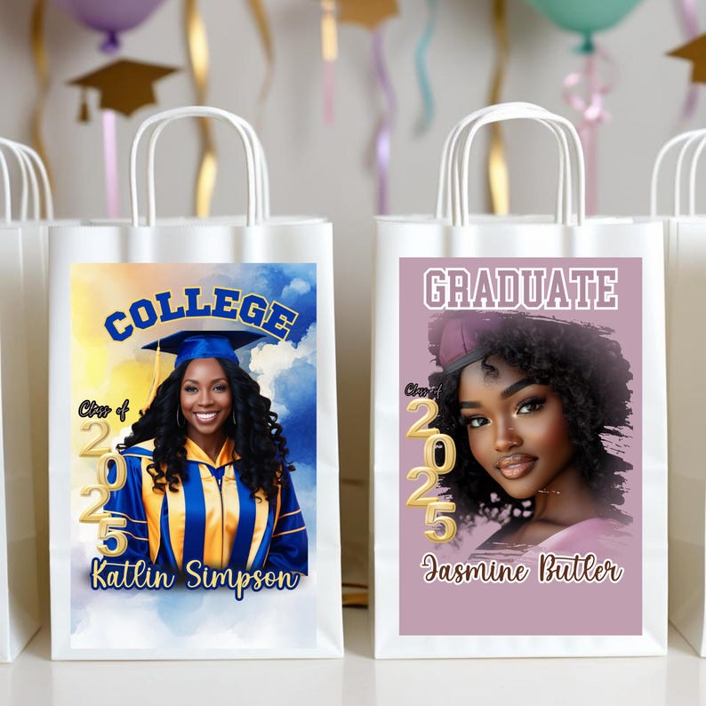 Graduation Gift Bag Template, 2 Different Shape Template Bundle, 32 ...