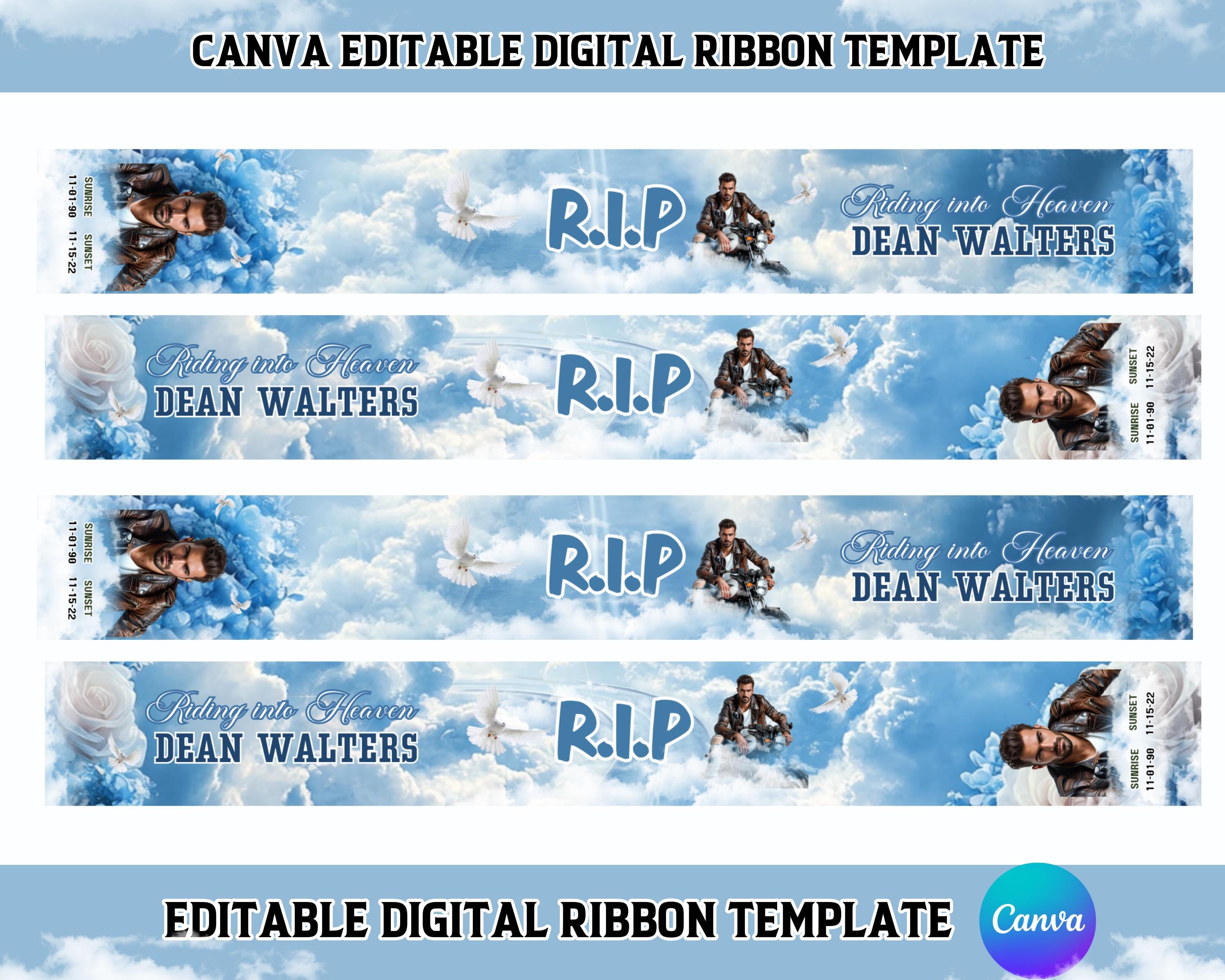 Blue Memorial Ribbon Template, Memorial Ribbon Template, Digital ...