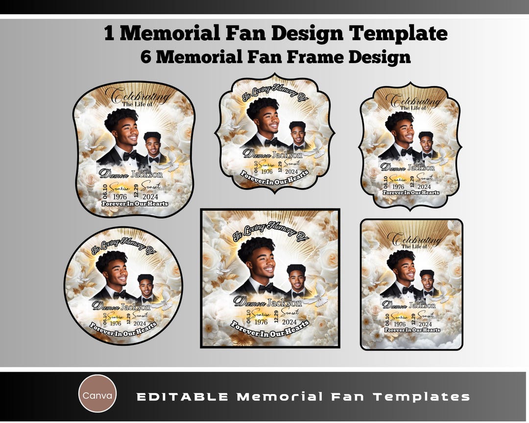 Paddle Fan Template, Memorial Funeral Fan Template, Canva Funeral Fan ...