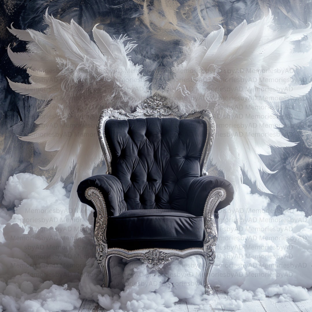 Black and White Memorial Angel Chair Background, Black and White Angel ...