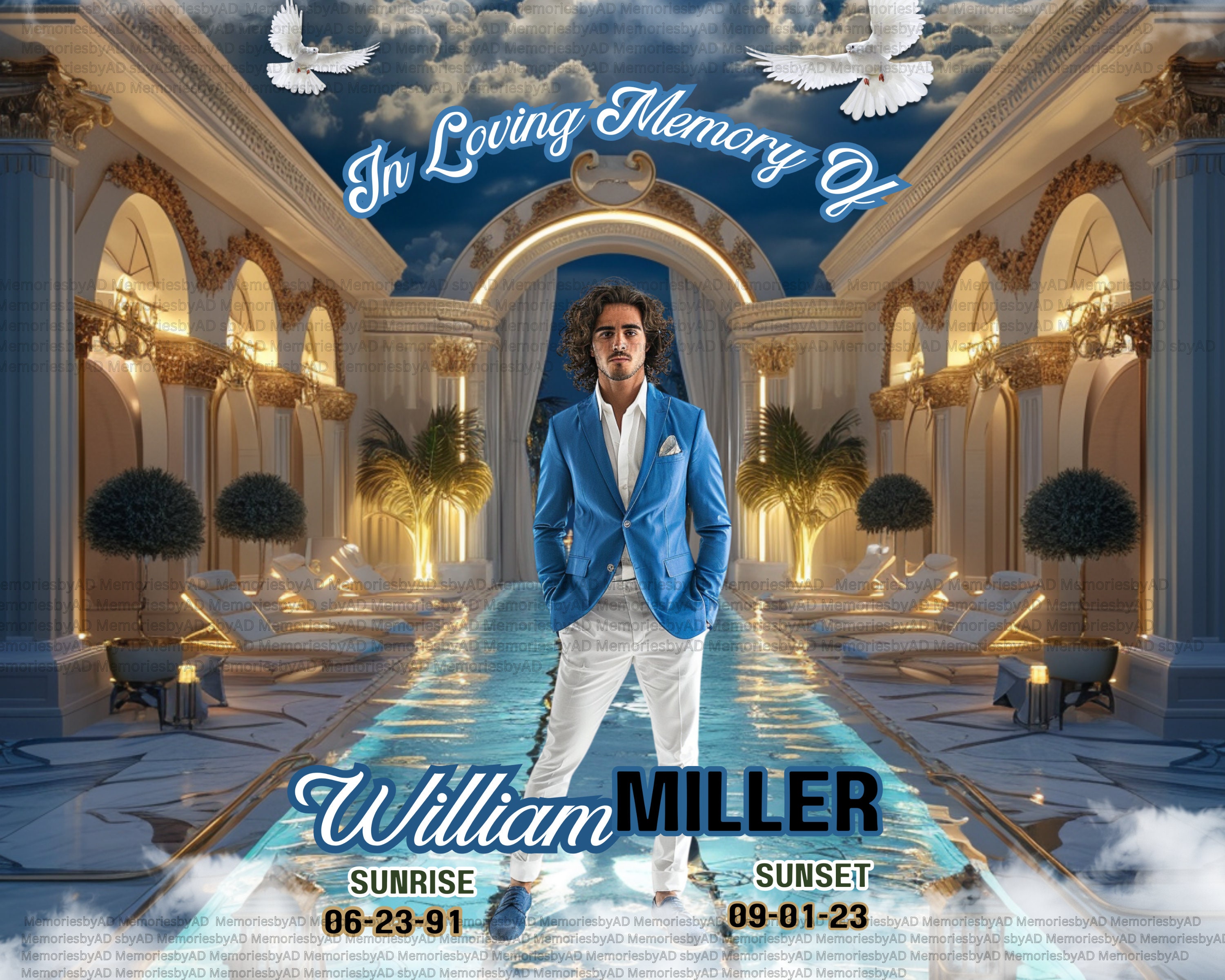 RIP Memorial, Swimming Pool Runway Memorial Template, Digital Memorial ...