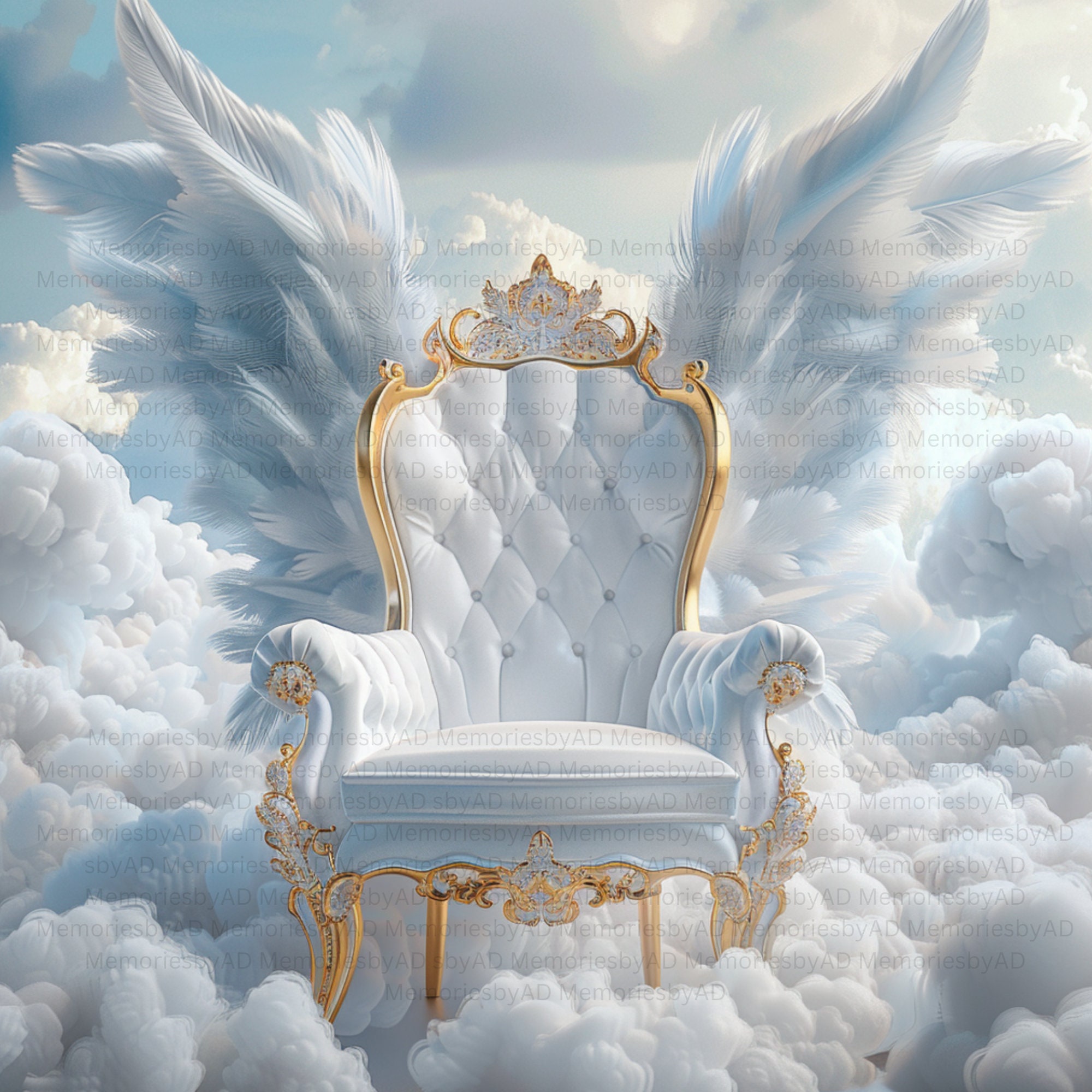 White and Gold Memorial Angel Chair Background, White Angel Wings White ...
