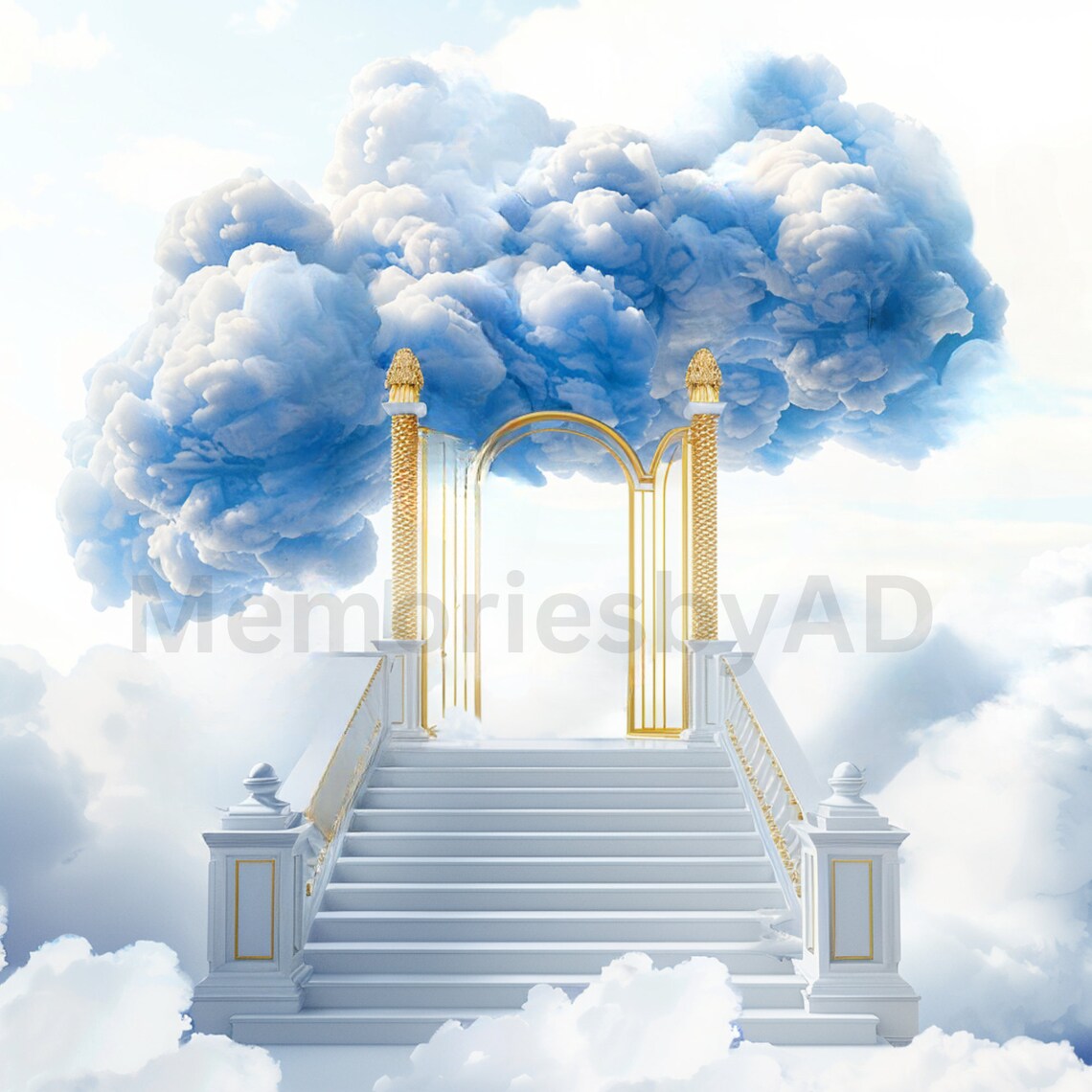 Blue Memorial Balloon Background, Blue and White Balloon Digital Image ...